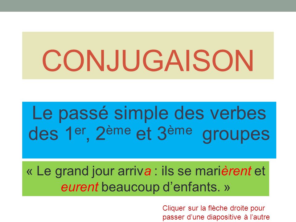 Terminaisons du passé simple des verbes : 1ére,2ème et 3ème groupe ...